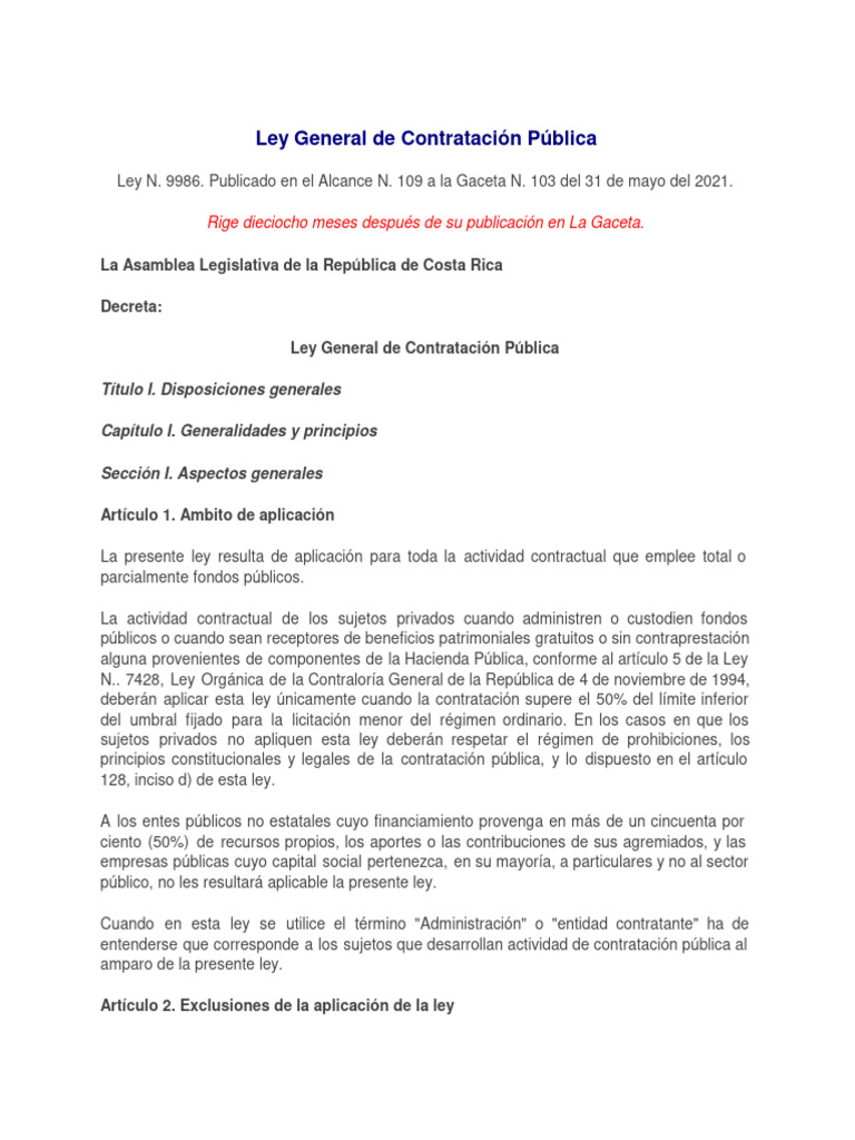 Ley 9986-Ley General de Contratación Pública | PDF