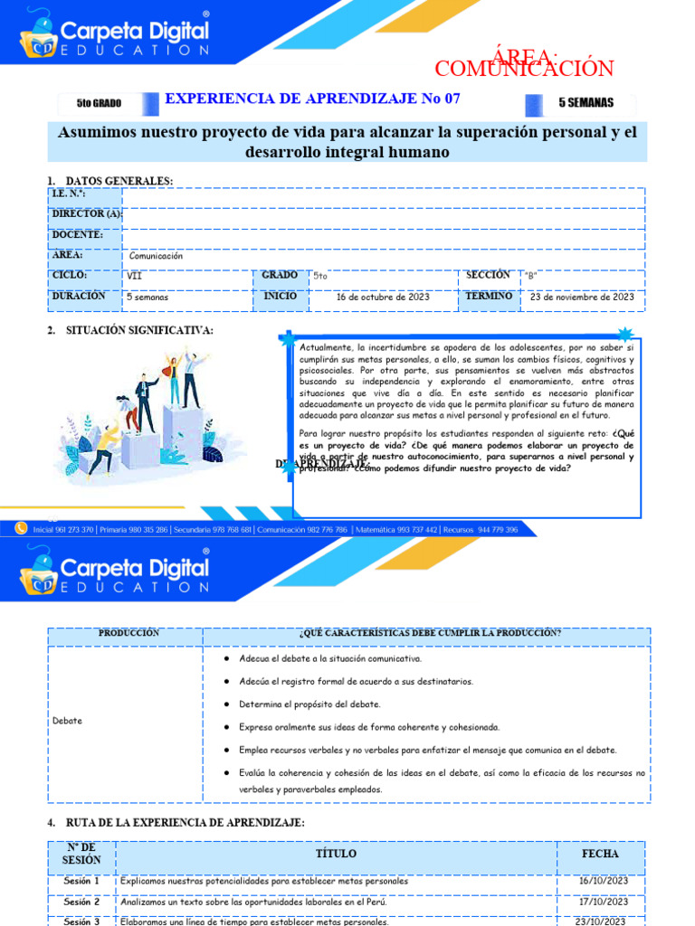 5º Experiencia de Aprendizaje - Exp7 - Com | PDF