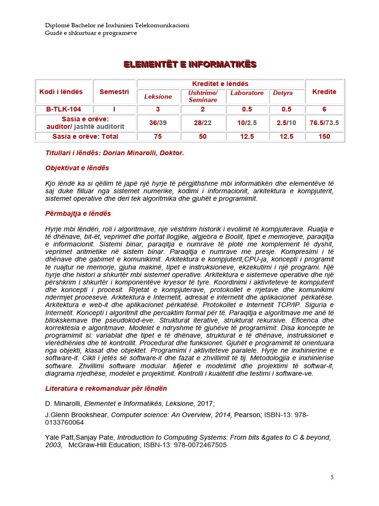Elementet e Informatikes | PDF
