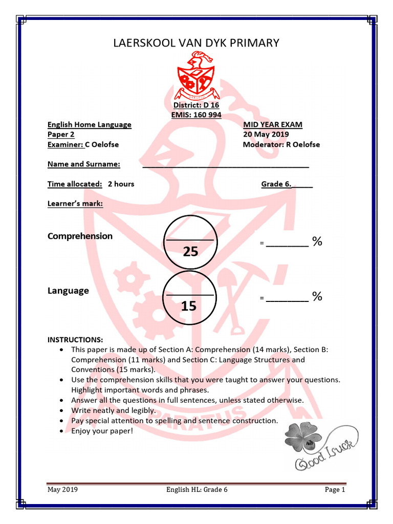 2019 June Exam Paper 2 | PDF | Subject (Grammar) | Verb