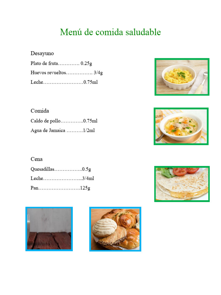 Menú de Comida Saludable | PDF