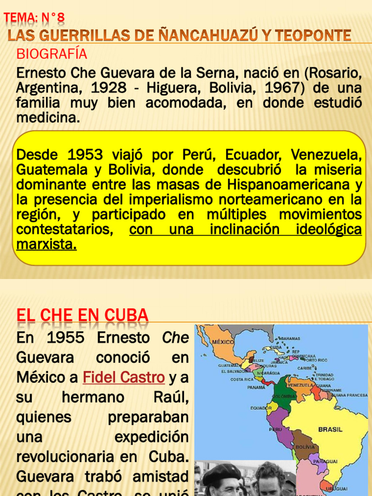 TEMA N°8 LAS GUERRILLAS DE ÑANCAHUAZU | PDF | Che Guevara | Guerra de guerrillas