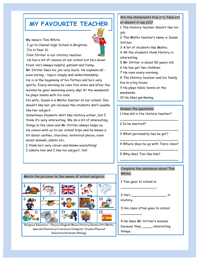 My Favourite Teacher: Mr. Striter | PDF | Subject (Grammar) | Mathematics