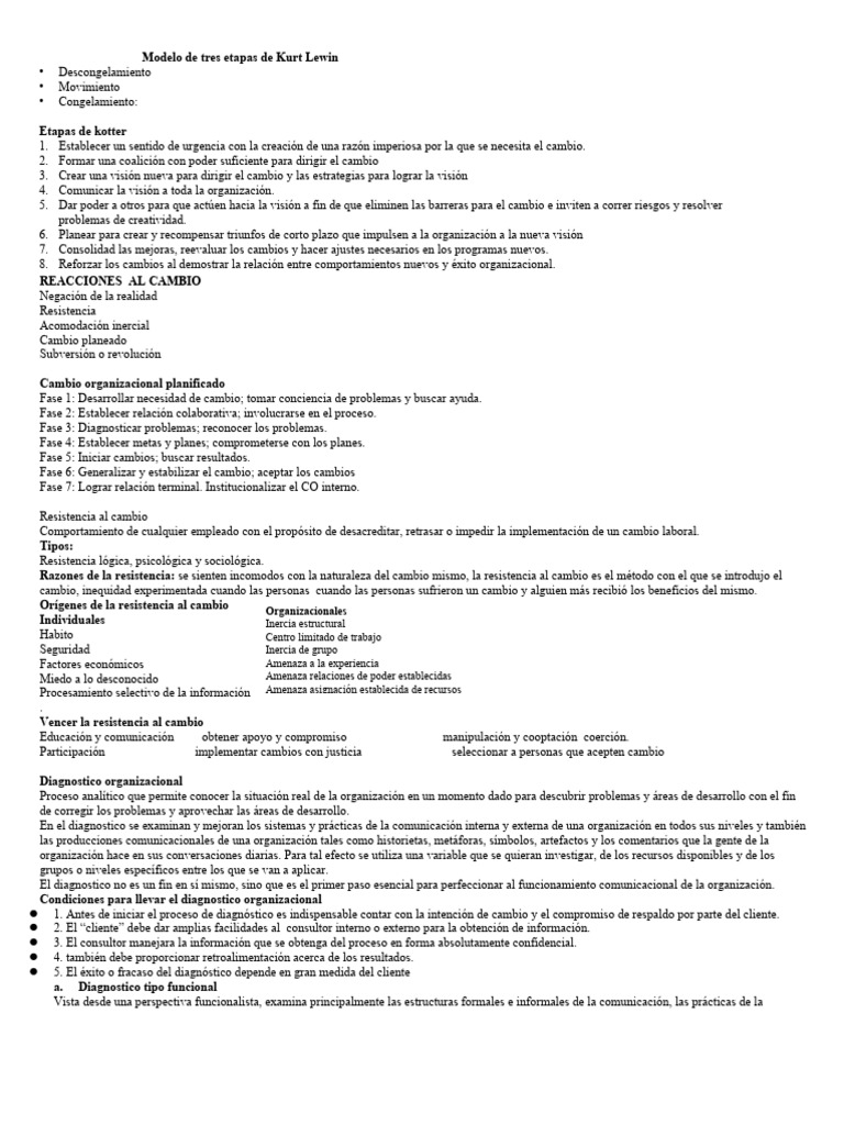 Modelo de Tres Etapas de Kurt Lewin | PDF