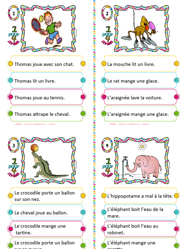 Lecture de phrases simples pour CP | PDF