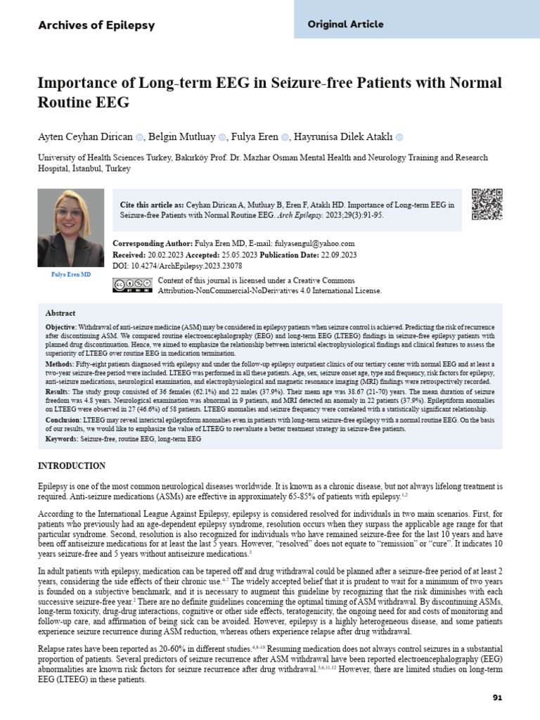 Importance of Long-Term EEG in Seizure-Free Patien | PDF | Epilepsy ...