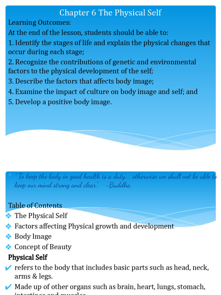 Chapter 6 The Physical Self | PDF | Body Image | Dominance (Genetics)