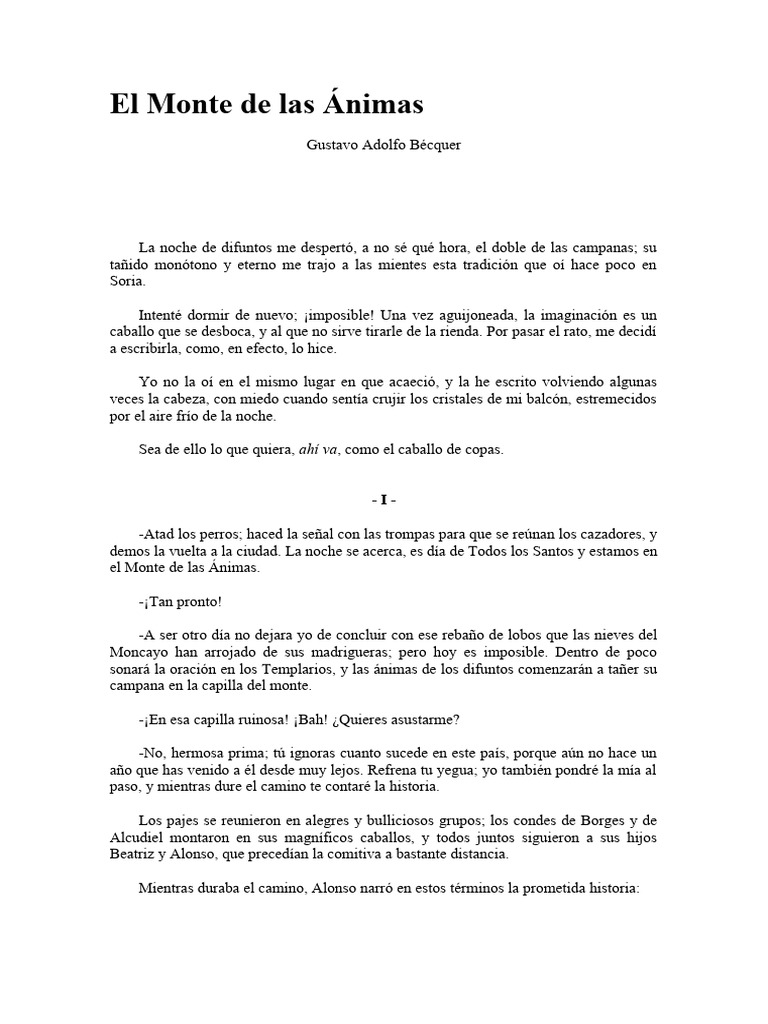 Leyenda El Monte de Las Ánimas | PDF