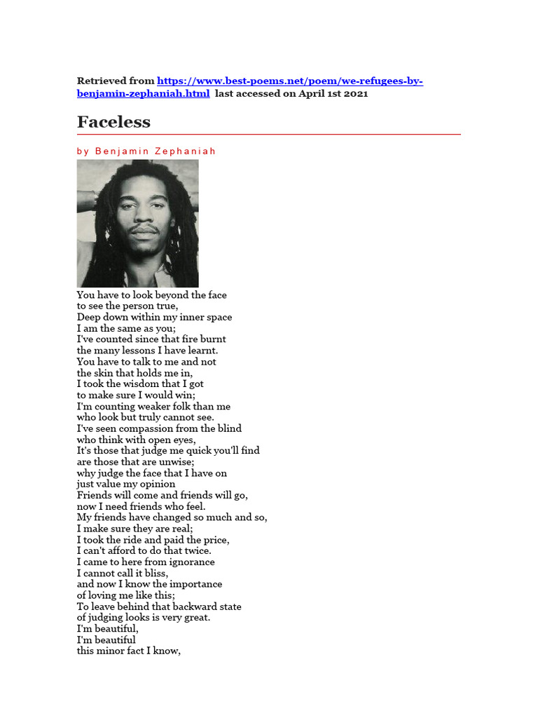 Benjamin Zephaniah's Poetic Legacy | PDF