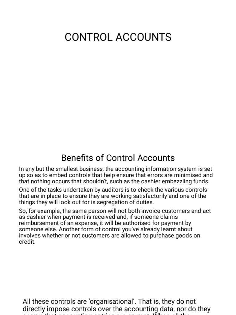 Lecture 7 Control Accounts | PDF