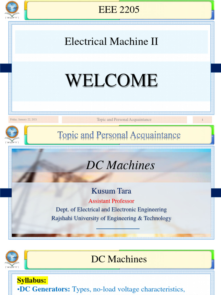 Lec 1 Introduction 19 Series EEE 2205 | PDF | Electromagnetic Induction | Electric Motor
