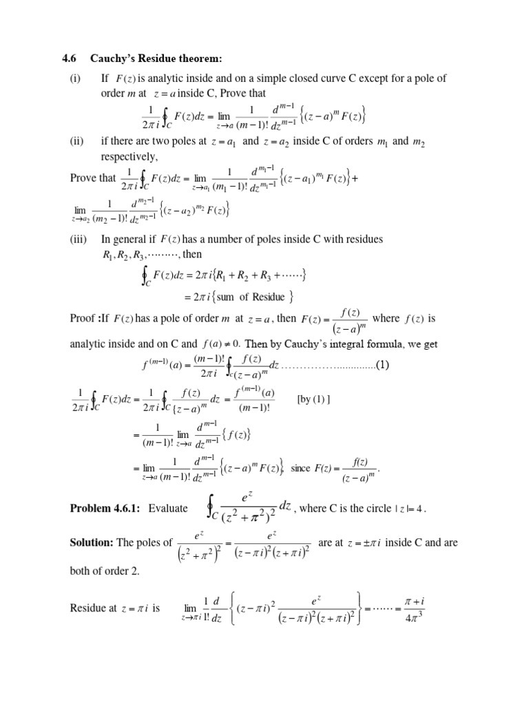 Complex Residue Theorem - #Cotha - 31 | PDF | Mathematical Concepts | Mathematical Physics