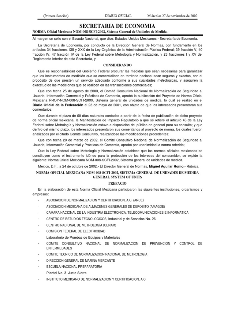 NOM 008scfi 2002 (SGUM) | PDF | Sistema Internacional de Unidades | Masa