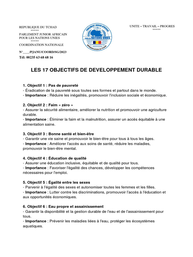 Les 17 Objectifs de Développement Durable | PDF | Développement durable ...