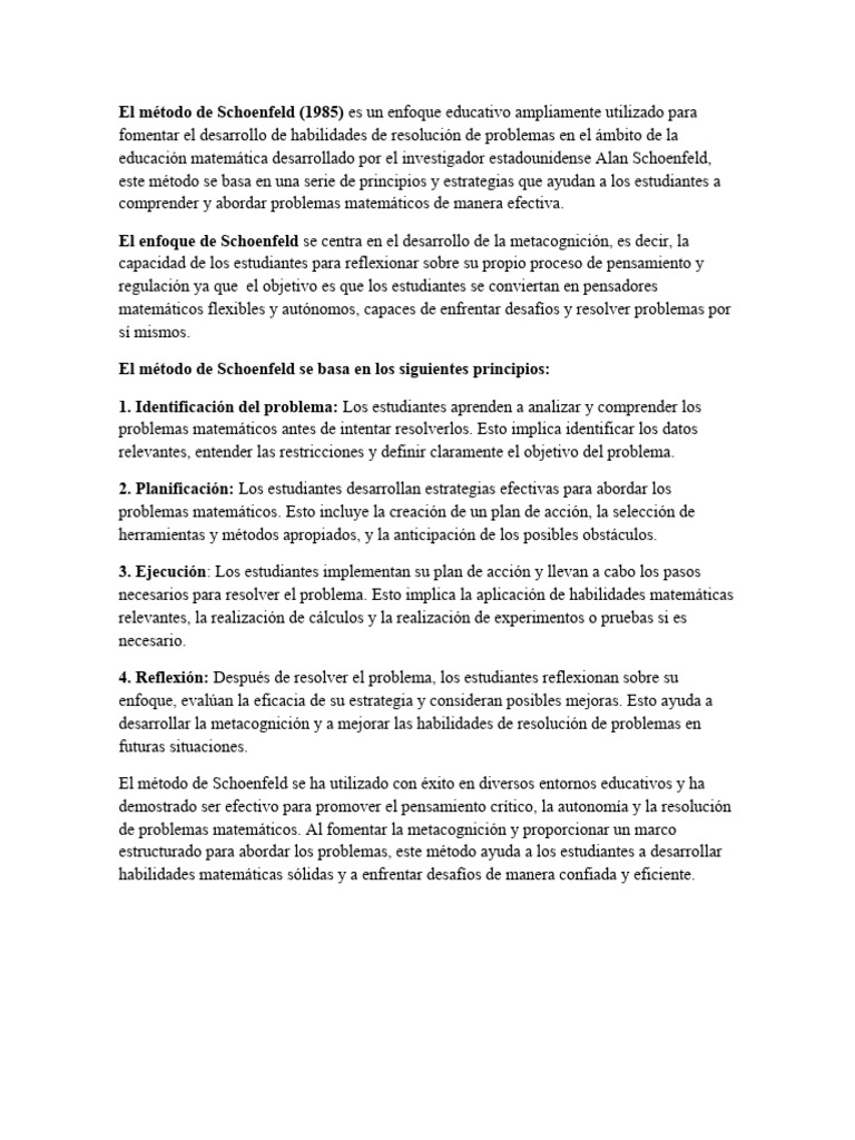 El Método de Schoenfeld | PDF | Método científico | Pensamiento