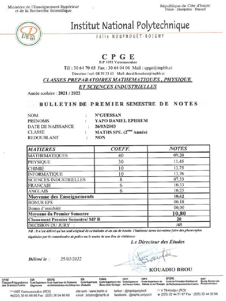 BULLETIN CPGE 1ère ANNEE-Avec Compression | PDF