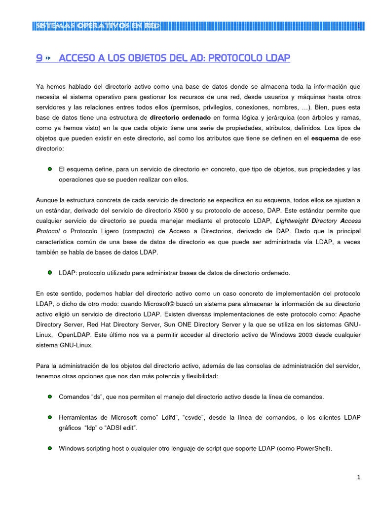 Protocolo LDAP y Administración AD | PDF | Directorio Activo | Archivo de computadora