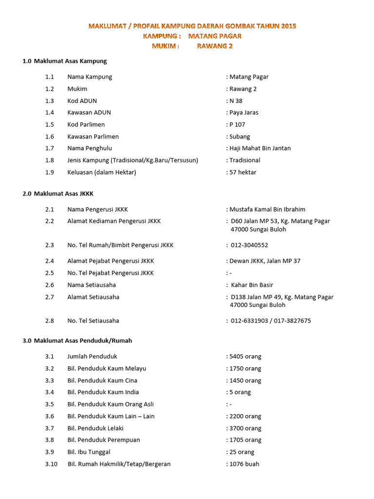 Kampung Matang Pagar | PDF