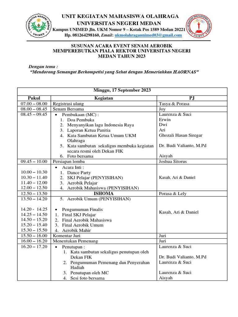 Rundown Event Senam | PDF