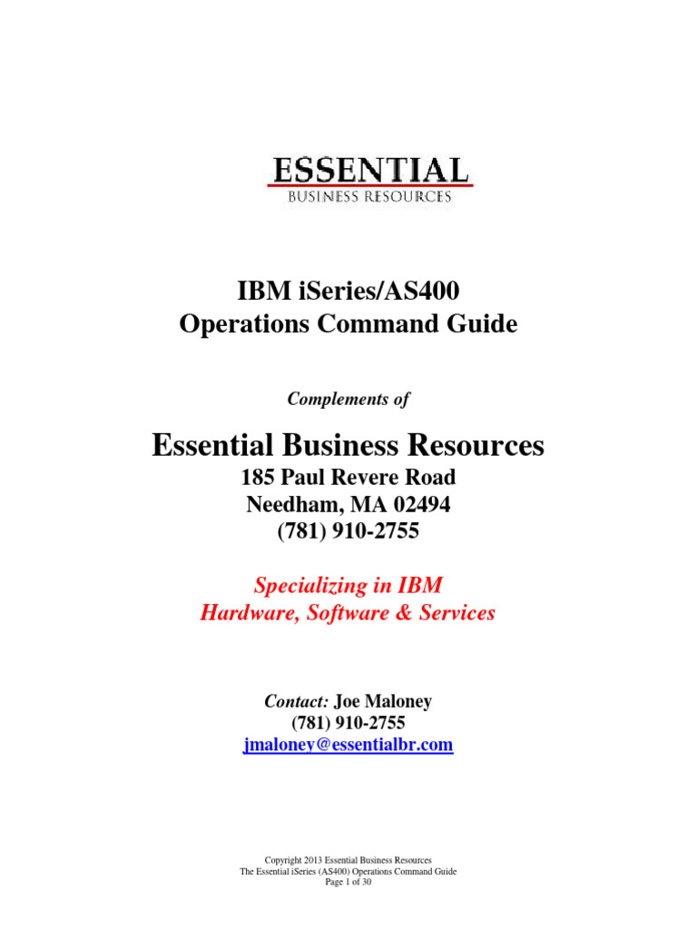 Dokumen - Tips - Ibm Iseriesas400 Operations Command Essential Iseries ...