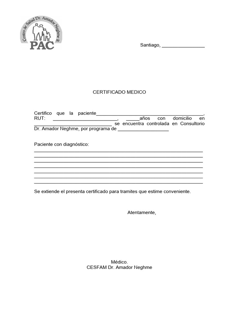 Certificado - Medico Formato | PDF