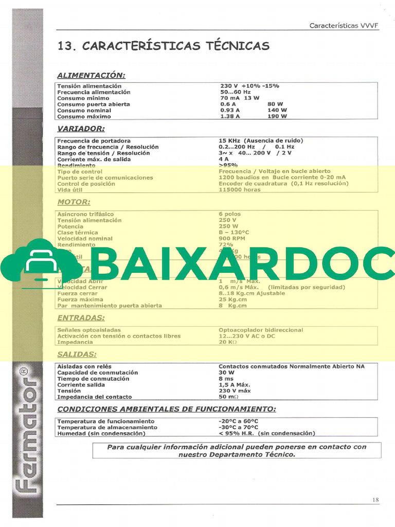 Fermator Manual Variador Vvvf4 | PDF