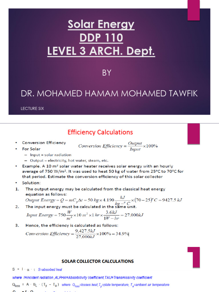 6 - Solar Energy Lec 6 | PDF
