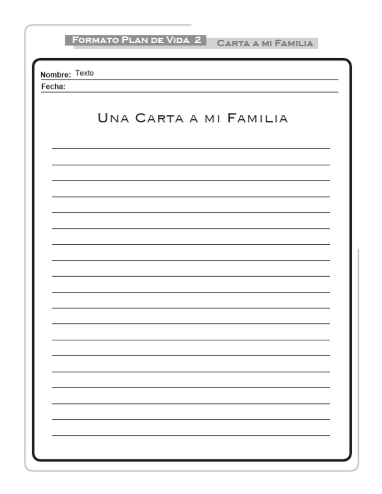 Formato 2 Plan de Vida 2 Carta A Mi Familia | PDF