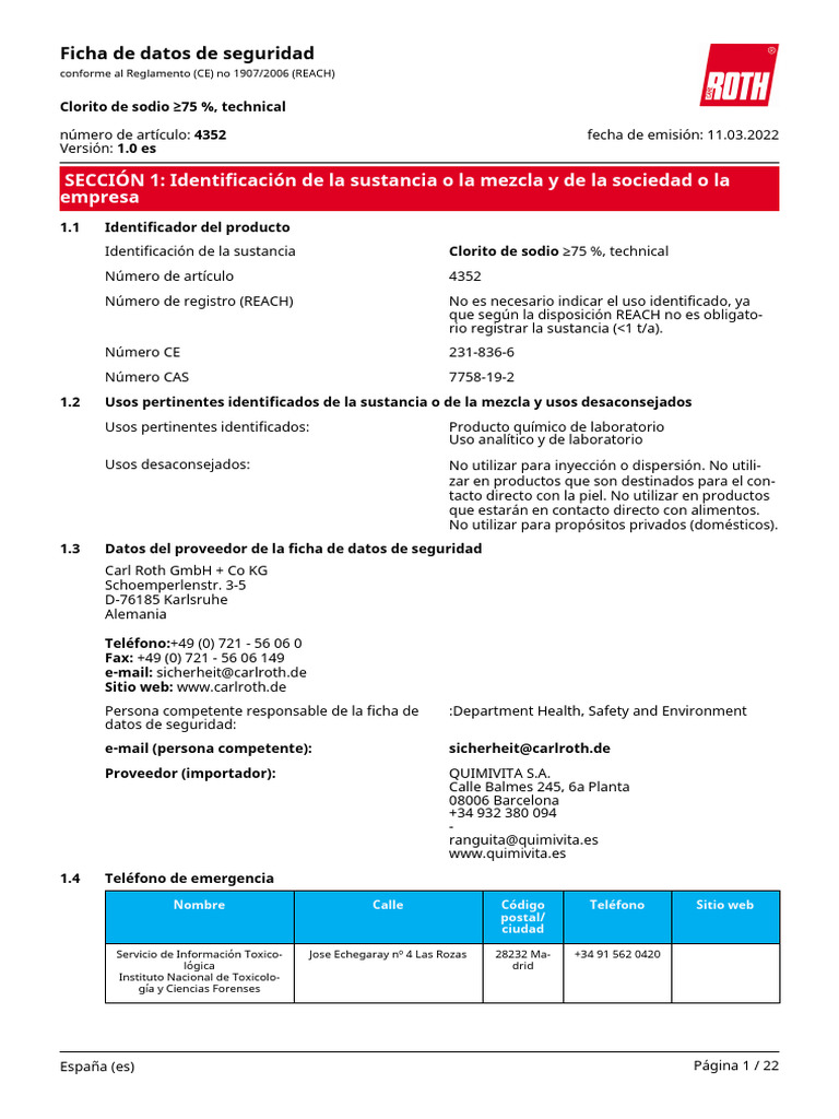 Clorito de Sodio | PDF | Toxicidad | Quemar