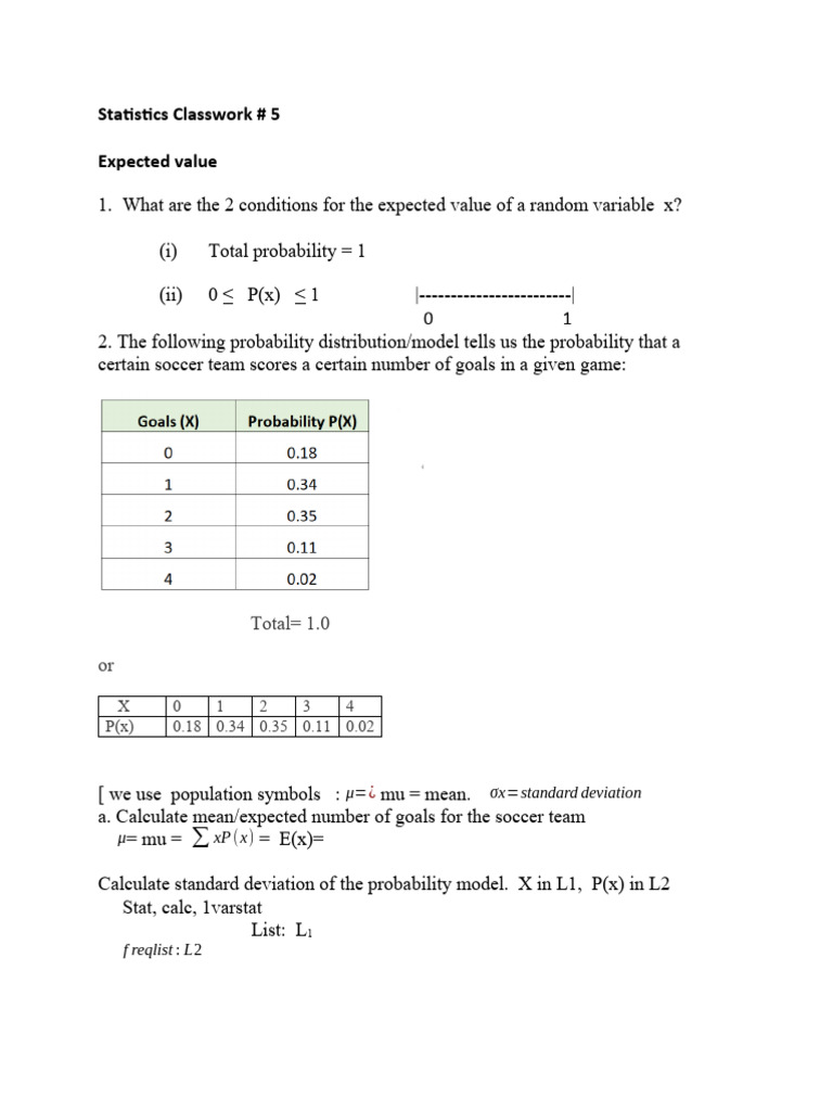 Statistics - Class Work #5-1 | PDF | Mathematics | Statistical Theory