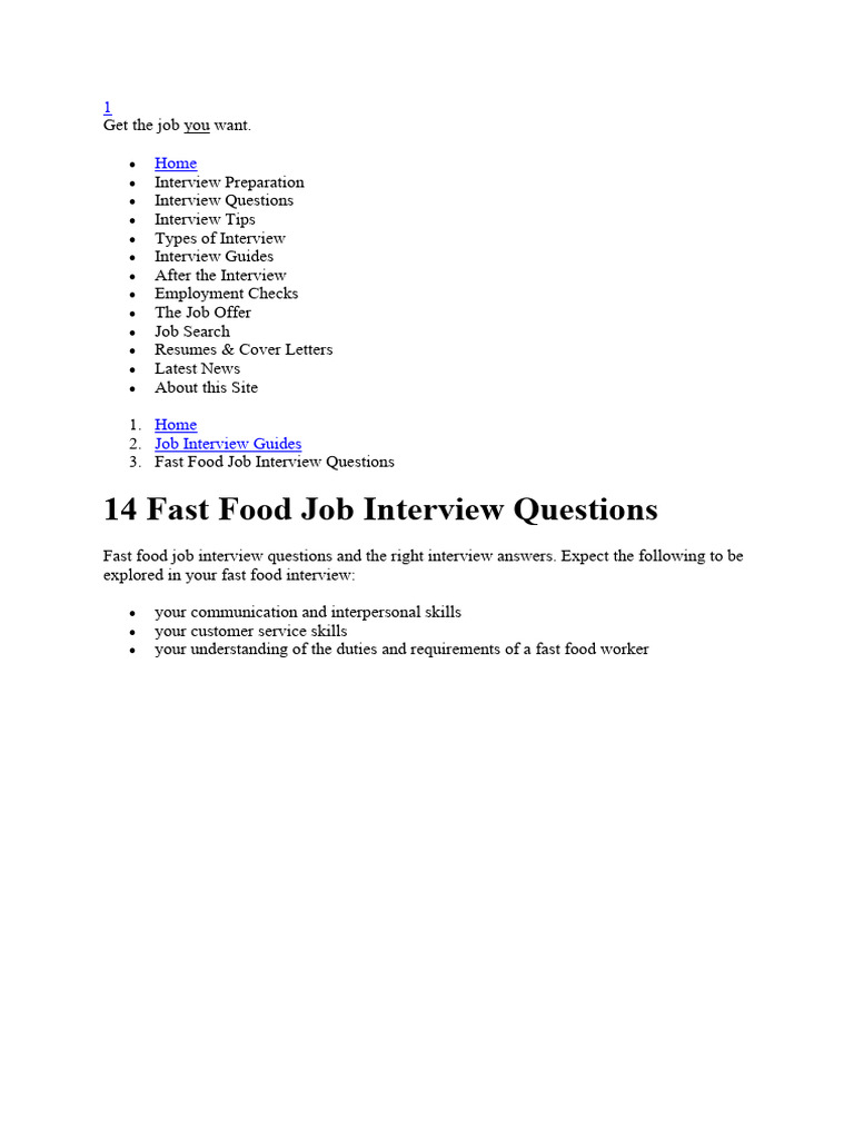 Atitude of Fast-Food Worker | PDF | Job Interview | Fast Food