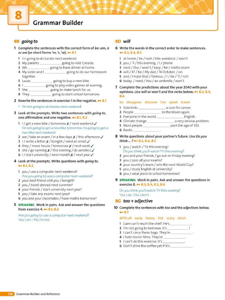 Grammar Builder Unit 8 | PDF