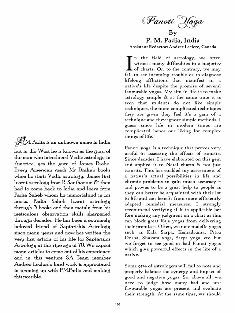 Panoti Yoga | PDF | Planets In Astrology | Popular Psychology