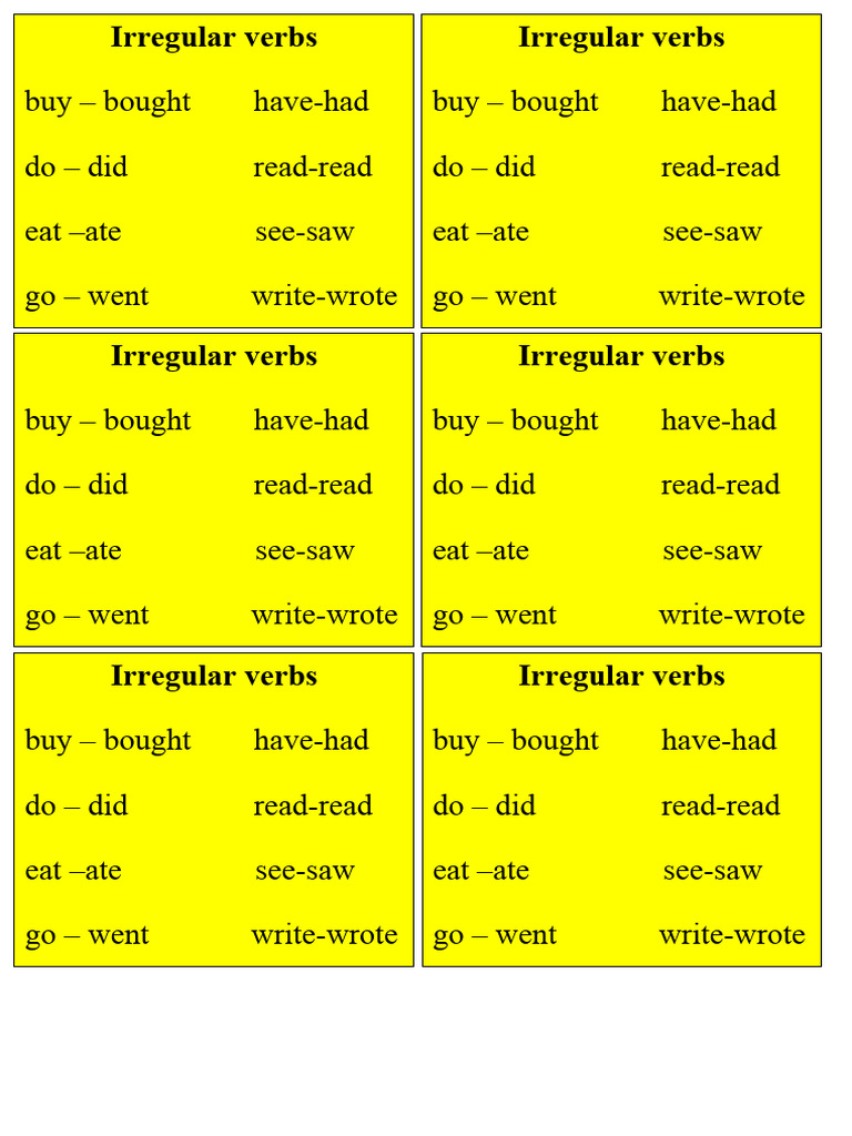 Irregular Verbs For Form 3 | PDF