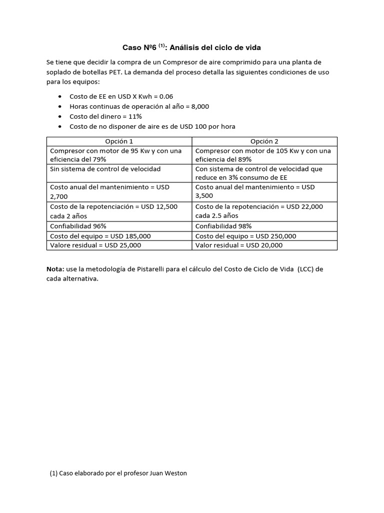 Caso 6 Análisis Ciclo de Vida | PDF