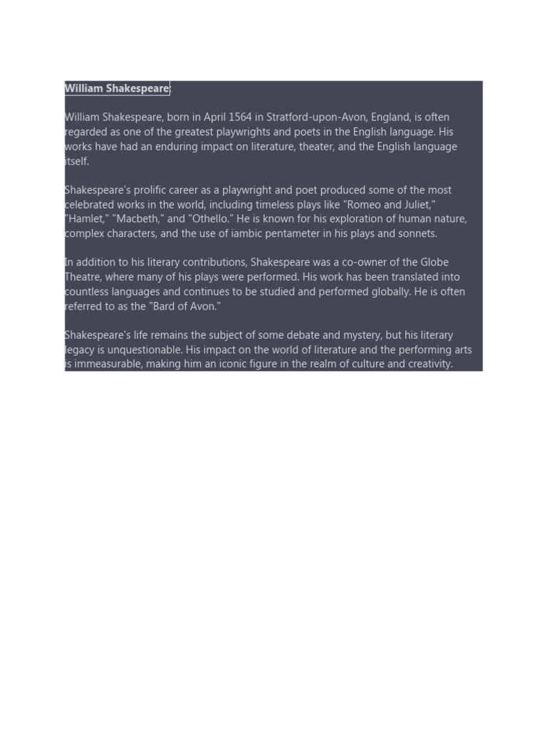 William Shakespeare | PDF