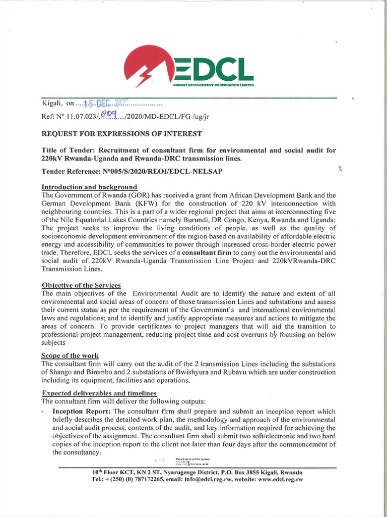 Request For Expression of Interest For Consultant Firms For ...