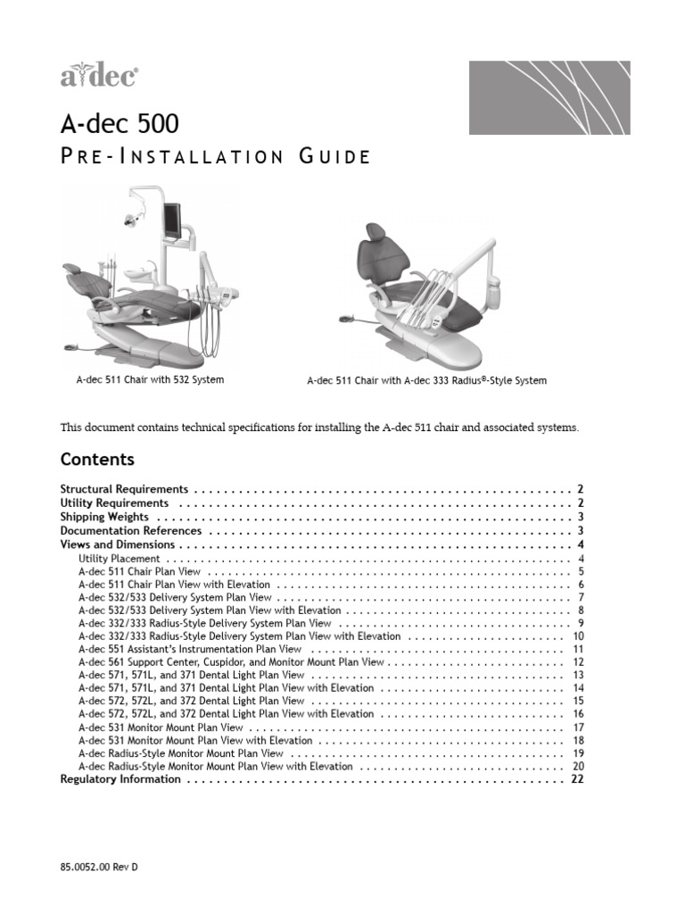 Adec 511 - 500 Pre-Installation Manual | PDF | Mains Electricity | Plumbing