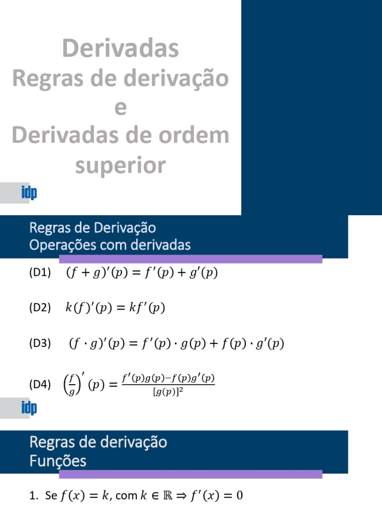 Aula 7 - Regras de Derivação - Derivadas de Ordem Superior | PDF