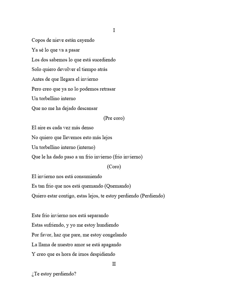 Frío invierno y amor que se apaga | PDF