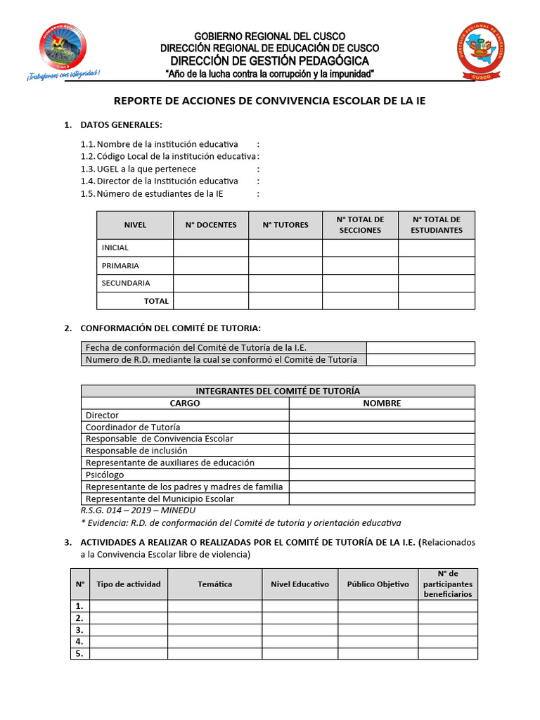 Reporte de Convivencia Escolar | PDF | Relaciones personales, crianza y ...