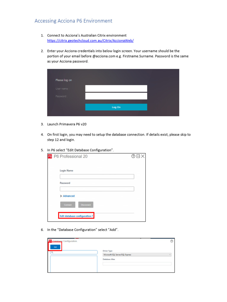 Setting Up P6 Login - P6 Version 20 | PDF