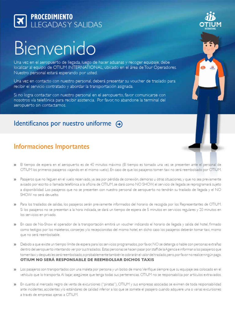 Instrucciones para Llegadas OTIUM International | PDF | Aeropuerto | Transporte