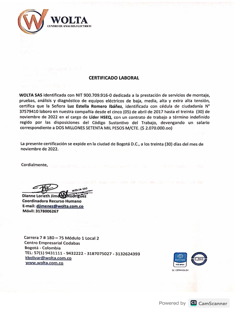 Certificados Laborales | PDF