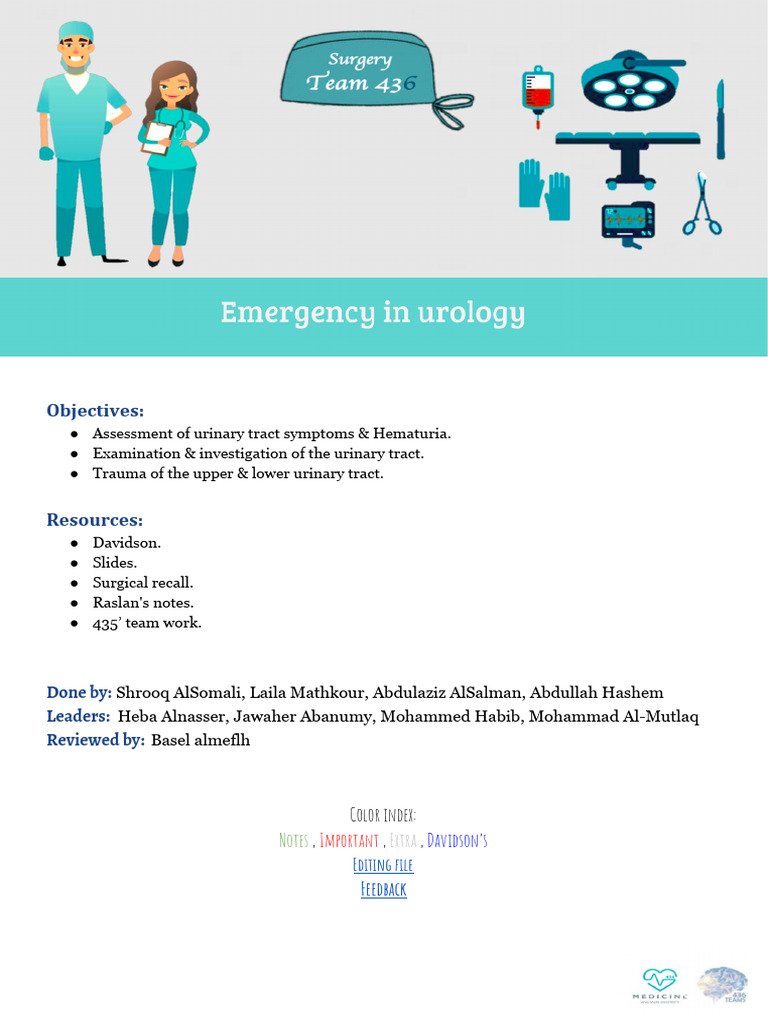 14&15. Emergency in Urology (Final Draft) | PDF | Medicine | Urology