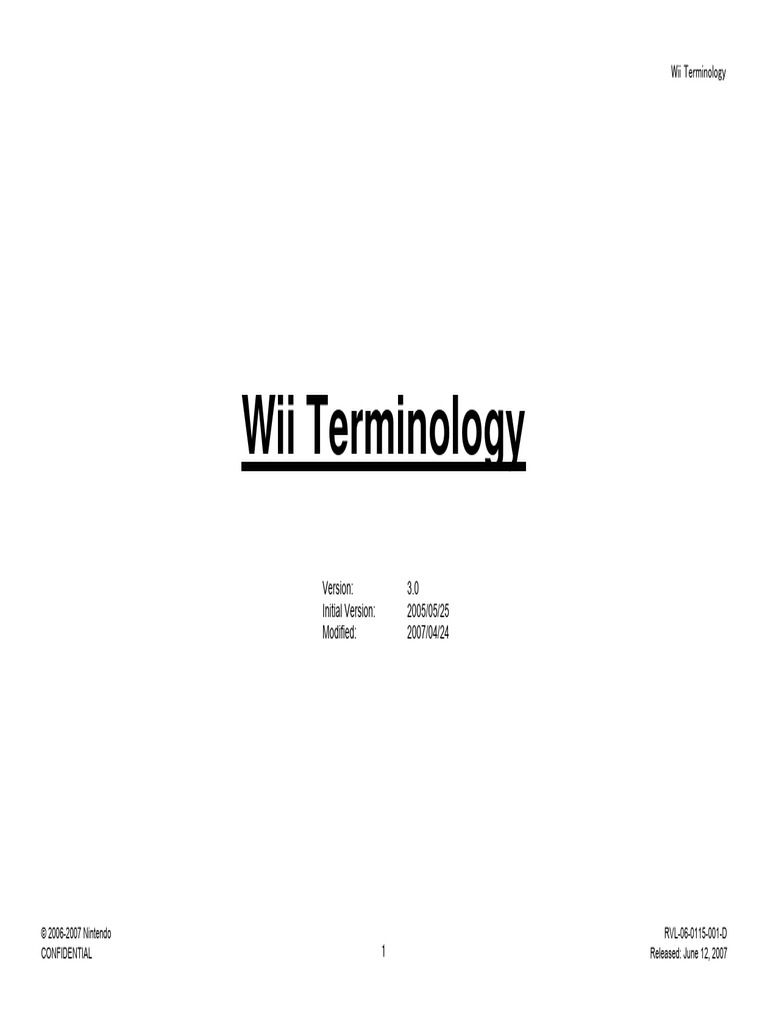 Wii Terminology v03 | PDF | Wii | Computer Engineering