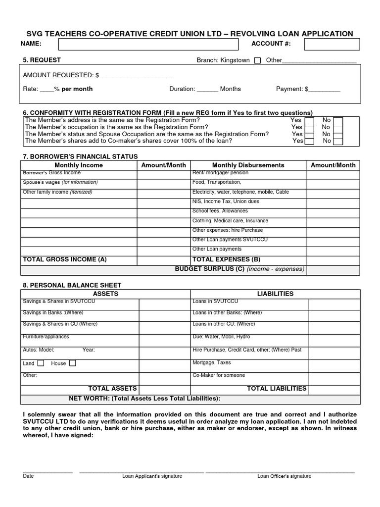 Revolving Loan Application Form | PDF | Loans | Credit