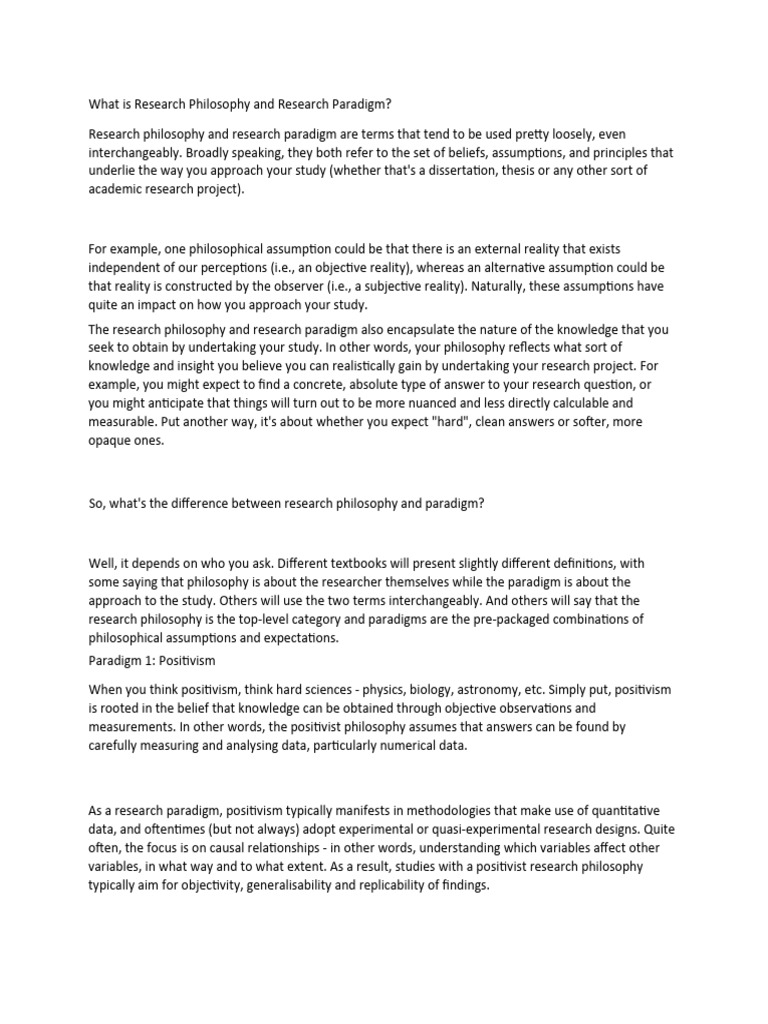 Research Philosophy | PDF | Methodology | Positivism