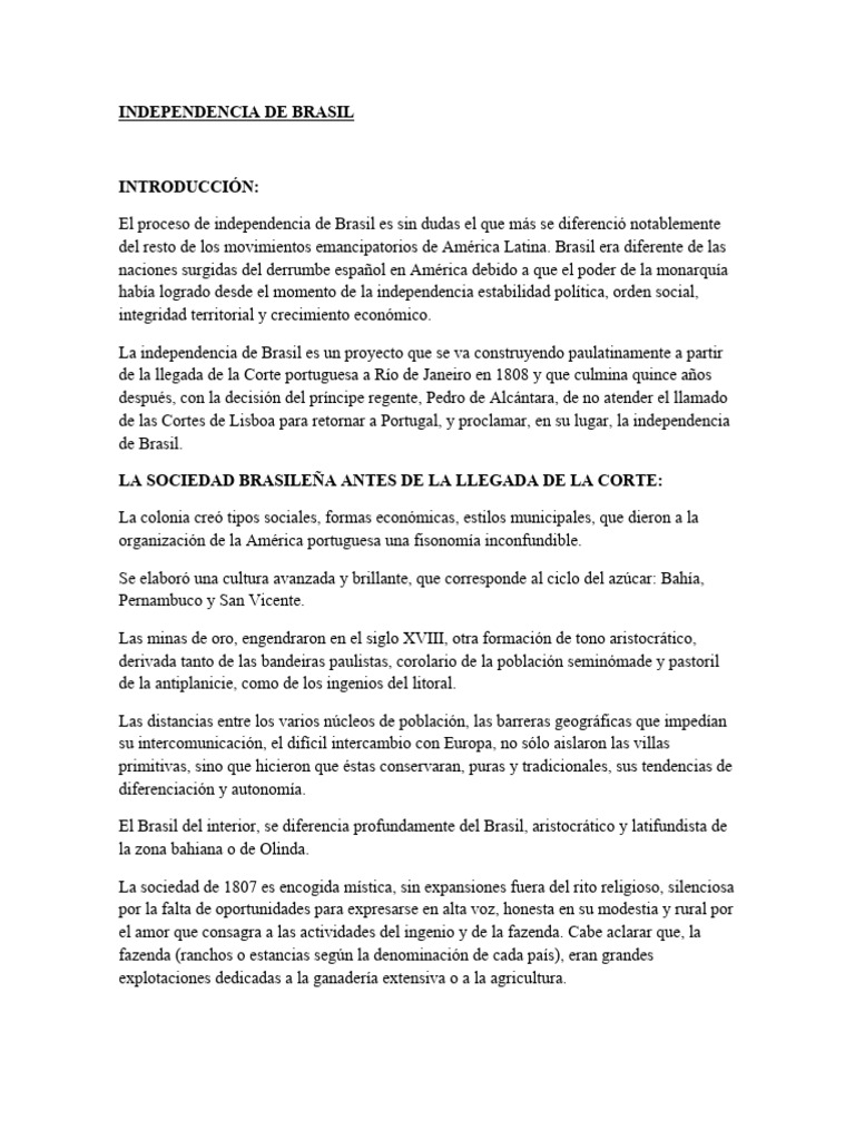 Independencia De Brasil Pdf Brasil Portugal