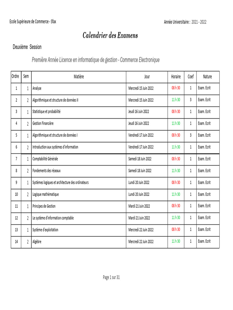 Calendrier RVF | PDF